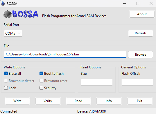 BOSSA and Updating the SimHogger – WirelessBilly